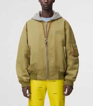 Loewe Anagram Hooded Bomber Jacket - Green