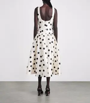 Rebecca Vallance Satin Polka Dot Bacio Midi Dress