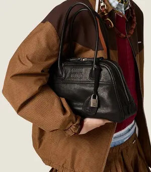 Miu Miu Nappa Leather Vivant Top-handle Bag - Black