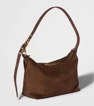 Miu Miu Suede Spirit Shoulder Bag - Brown
