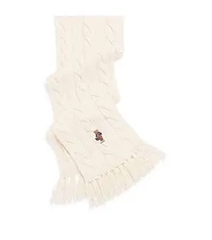 Polo Ralph Lauren Wool-blend Cable-knit Bear Scarf Ivory