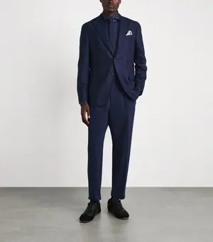 Eleventy Cotton-cashmere Pleated Straight Trousers