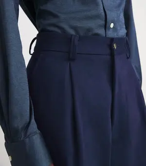 Eleventy Cotton-cashmere Pleated Straight Trousers