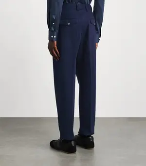 Eleventy Cotton-cashmere Pleated Straight Trousers