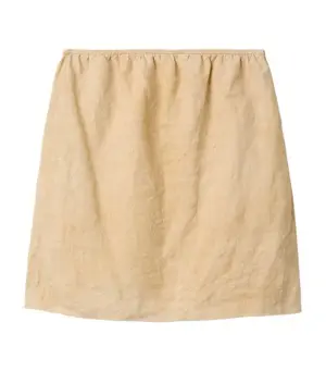 Miu Miu Linen Frayed-logo Mini Skirt