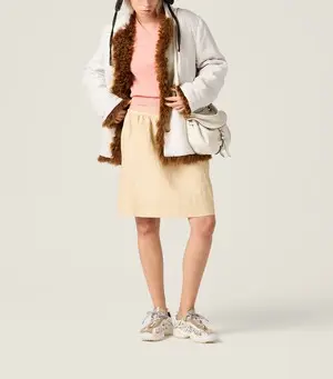 Miu Miu Linen Frayed-logo Mini Skirt