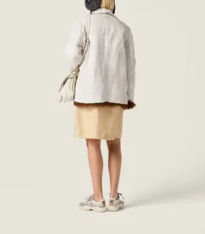 Miu Miu Linen Frayed-logo Mini Skirt