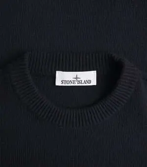 Stone Island Virgin Wool-blend Compass Sweater - Black