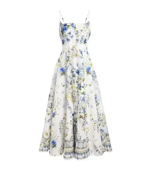Camilla Linen-silk Corset Midi Dress