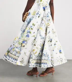 Camilla Linen-silk Corset Midi Dress