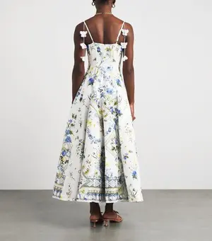 Camilla Linen-silk Corset Midi Dress