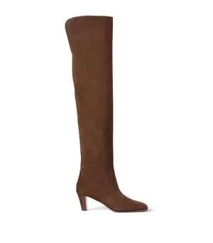 Ralph Lauren Suede Harlee Knee-high Heeled Boots 55 - Brown