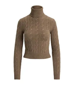 Ralph Lauren Cashmere Cable-knit Rollneck Sweater - Beige