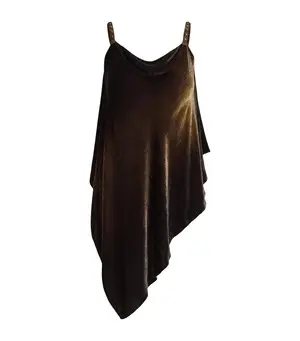 Ralph Lauren Velvet Asymmetrical Idina Top - Brown