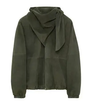 Loewe Suede Scarf-detail Jacket - Green