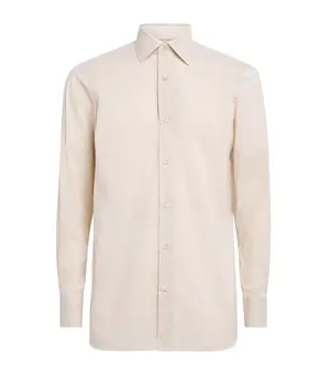 100HANDS Cotton-silk-wool Stripe Shirt - Beige