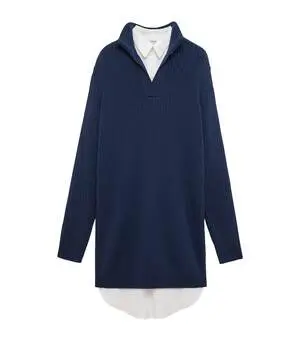 Loewe Layered Shirt-sweater Mini Dress - Navy
