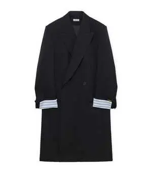 Loewe Wool-blend Layered-cuff Coat - Navy
