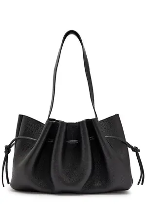 Yuzefi Scallop Suede Shoulder Bag - Black