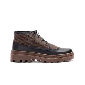 NAGUISA Taku Tartan Blucher Ankle Boots - Black