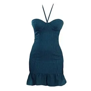 28NATELIER The Teal Stripe Dress - Blue/green