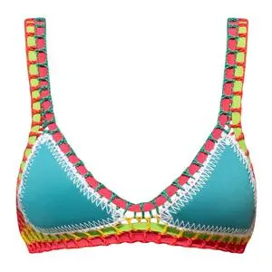 LUXSEA SWIMWEAR Panama Teal Crochet Bikini Top - Blue