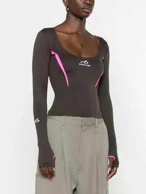 Balenciaga Contrast-piped Logo-print Top