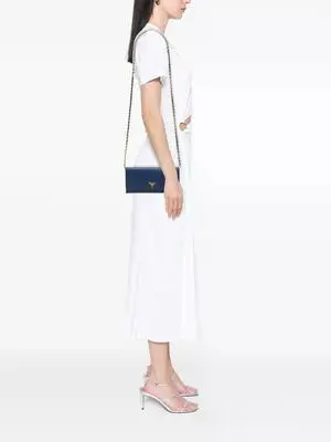 Prada 2010-2026 Saffiano Wallet On Chain Crossbody Bag - Blue