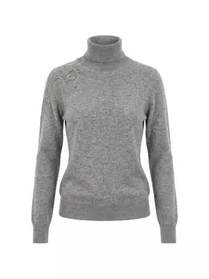 Ermanno Scervino Cashmere Lace-trim Roll-neck Sweater