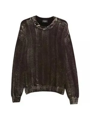 AROVESCIO Faded-effect Ribbed-trim Knit - Black