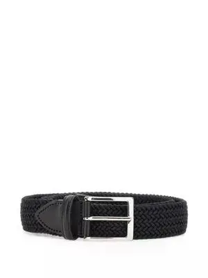 ATHISON Braided Leather-trim Belt - Black