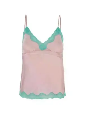 Gold Hawk Lace-trim Silk Top