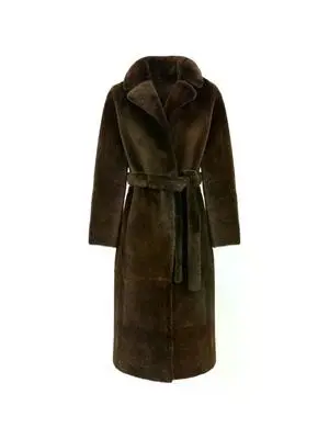 YVES SALOMON Reversible Belted Shearling Coat