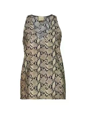 PAULA Snakeskin-print Silk Tank Top
