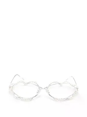 YVMIN Pearl-embellished Lip-frame Sunglasses - Silver