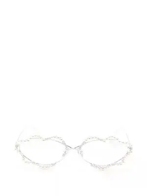 YVMIN Pearl-embellished Lip-frame Sunglasses - Silver