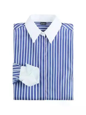 FAY Vertical-stripe Contrast-collar Shirt