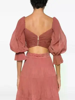Zimmermann Pleated Puff-sleeve Top