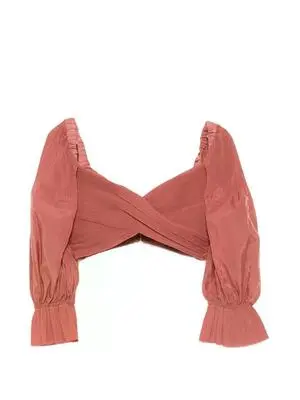 Zimmermann Pleated Puff-sleeve Top - Red