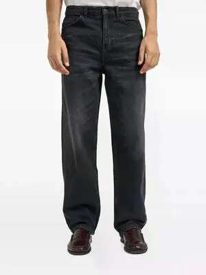 LES DEUX Washed-effect Straight-leg Jeans - Black