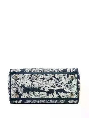 Dior 2021 Medium Embroidered Canvas Toile De Jouy Lady D Lite Satchel - Blue