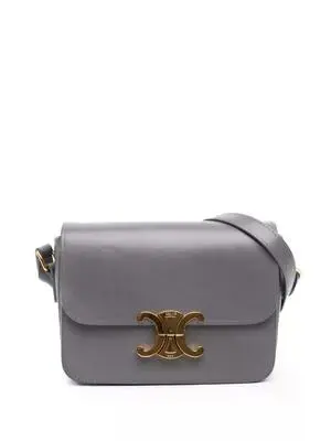 Celine Shiny Calfskin Triomphe Cross Body Bag - Grey