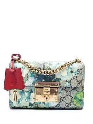 Gucci Gg Supreme Blooms Padlock Crossbody Bag - Neutrals