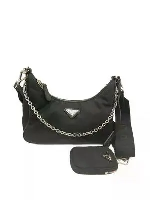 Prada 2019-2026 Saffiano Trimmed Re Nylon Re Edition 2005 Satchel - Black