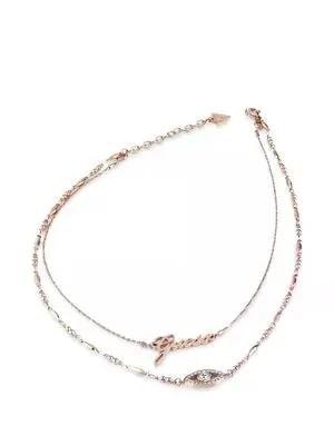 Guess Double-chain Rose Logo Necklace - Gold
