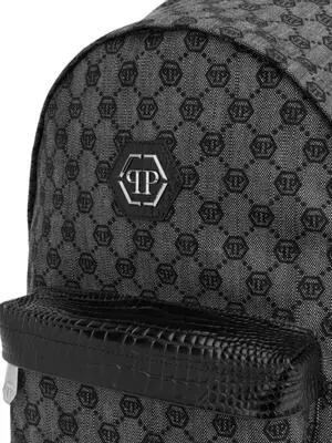 Philipp Plein Denim Backpack Jacquard Monogram