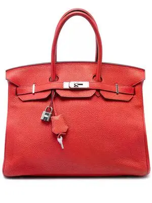 Hermès 1997-2014 Togo Birkin Retourne 35 Handbag - Red