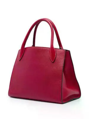 Prada Saffiano Cuir Monochrome Top Handle Tote Satchel - Red