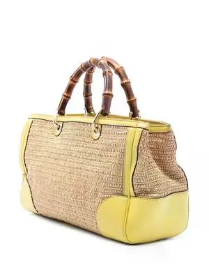 Gucci 2016-2026 Medium Raffia Bamboo Shopper Satchel
