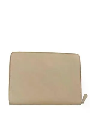 Fendi Leather Document Holder Zip Pouch Clutch Bag